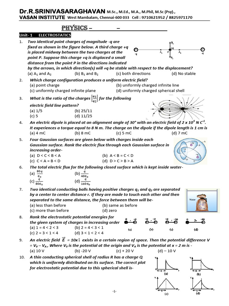 Class 12 Physics Book Back Questions | PDF | Electric Field | Dipole