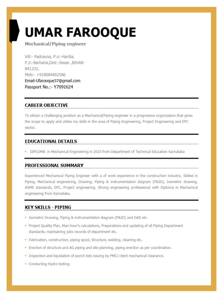 Umar Farooque | PDF | Pipe (Fluid Conveyance) | Engineering