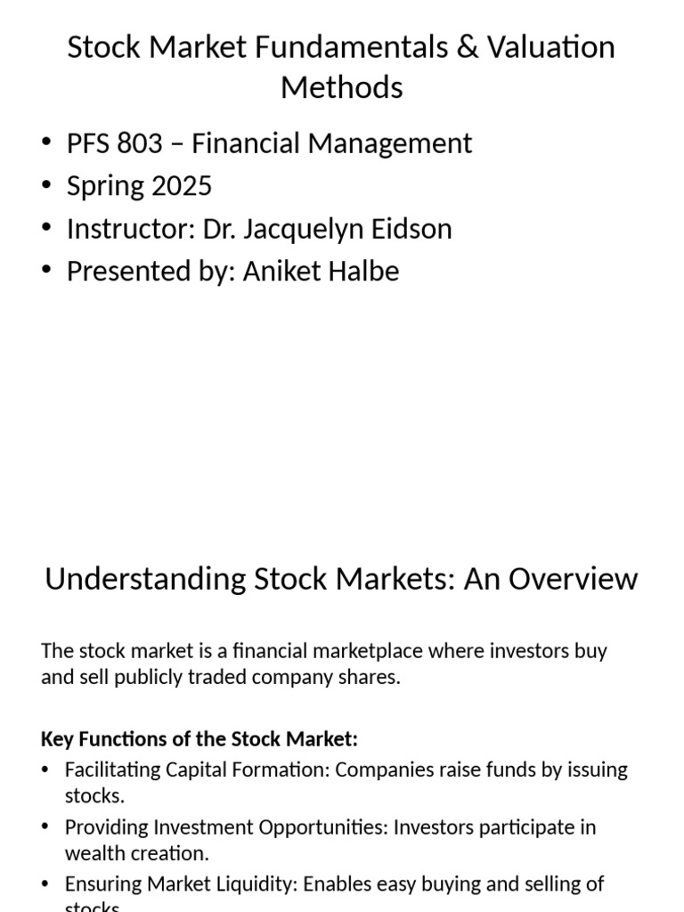 Academic Stock Market Valuation Presentation | PDF | Valuation (Finance ...