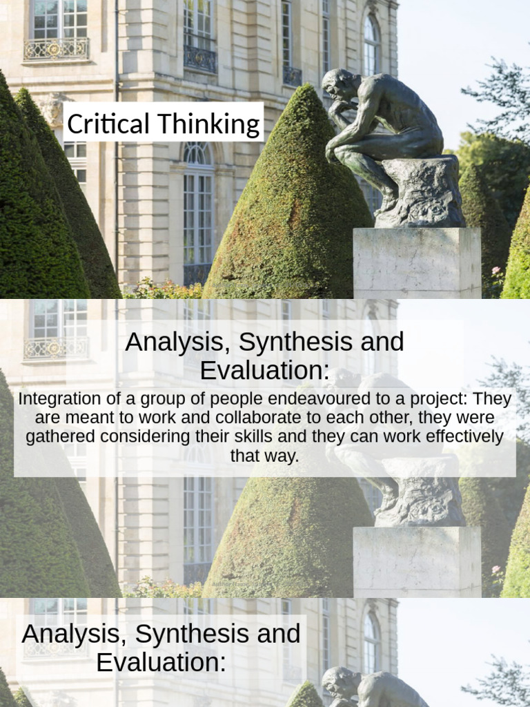 Analysis, Synthesis and Evaluation: Critical Thinking | PDF ...