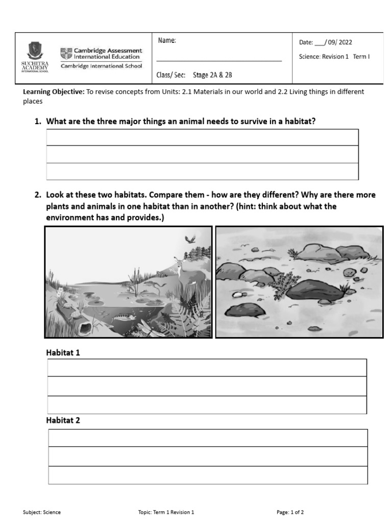 Science Revision: Habitats & Materials | PDF