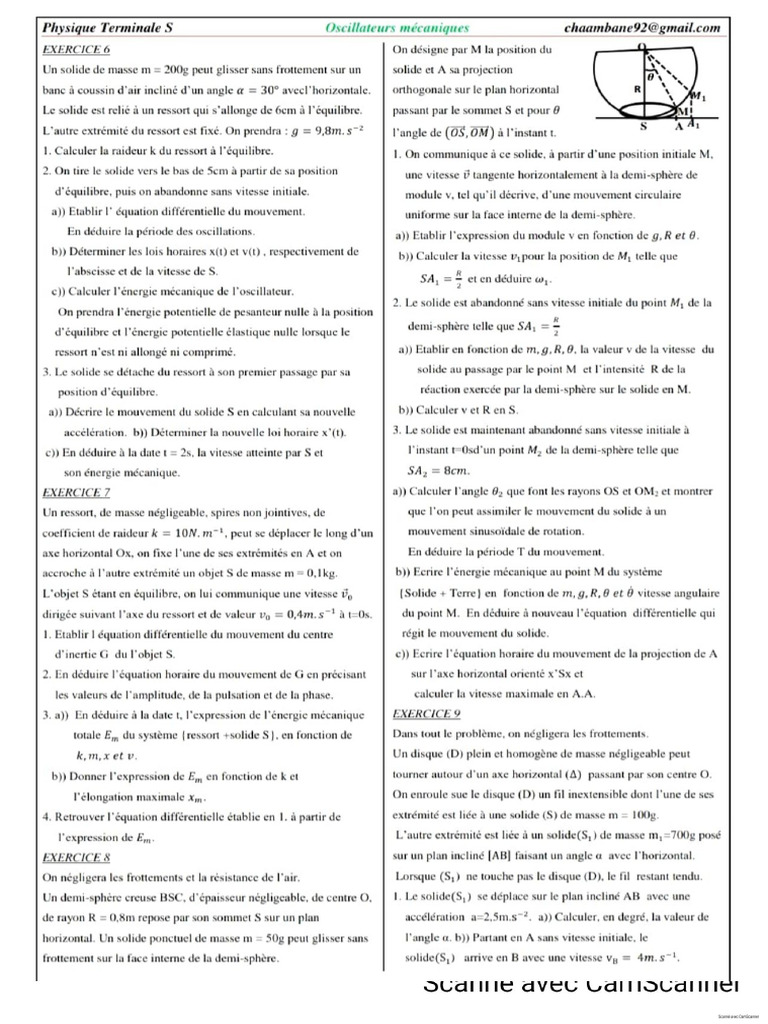 Oscillateurs Mécanique Fiche1 - 2 | PDF