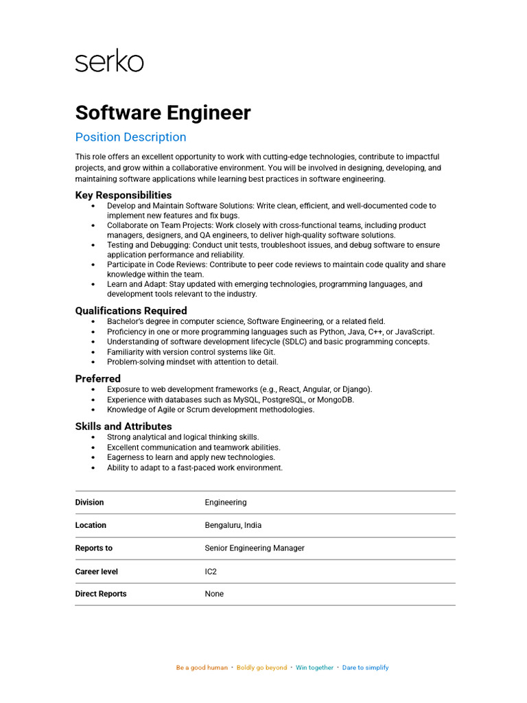 Software Engineer-JD (2) | PDF