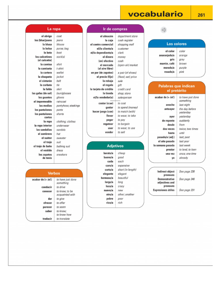 VHL - Descubre 1, Student's Edition VOCAB | PDF