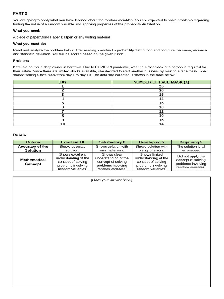 Probability Tasks for Students | PDF | Probability Distribution ...