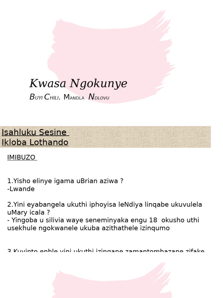Kwasa Ngokunye | PDF
