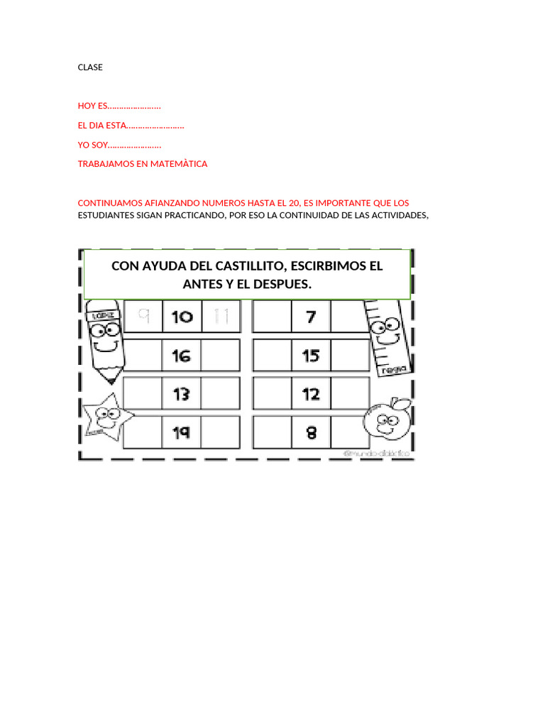 Actividades Matematica Conteo 16-3 | PDF
