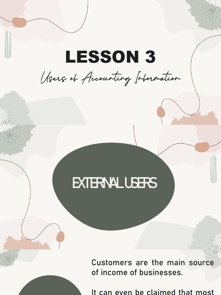 Lesson 3 Users of Accounting Information | PDF | Interest | Fee