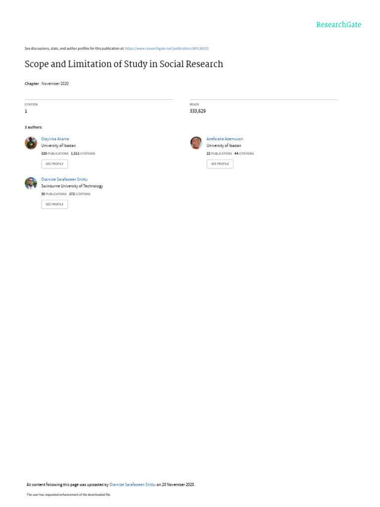 Scope and Limitations in Social Research | PDF | Methodology | Survey ...