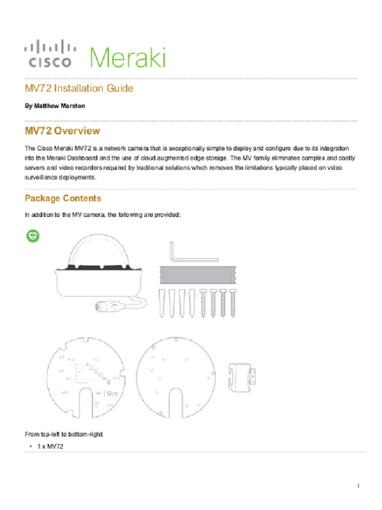 Manual de Usuario Meraki MV72 (12 Páginas) | PDF