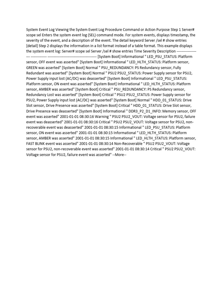System Event Log Viewing The System Event Server Pdf 7912