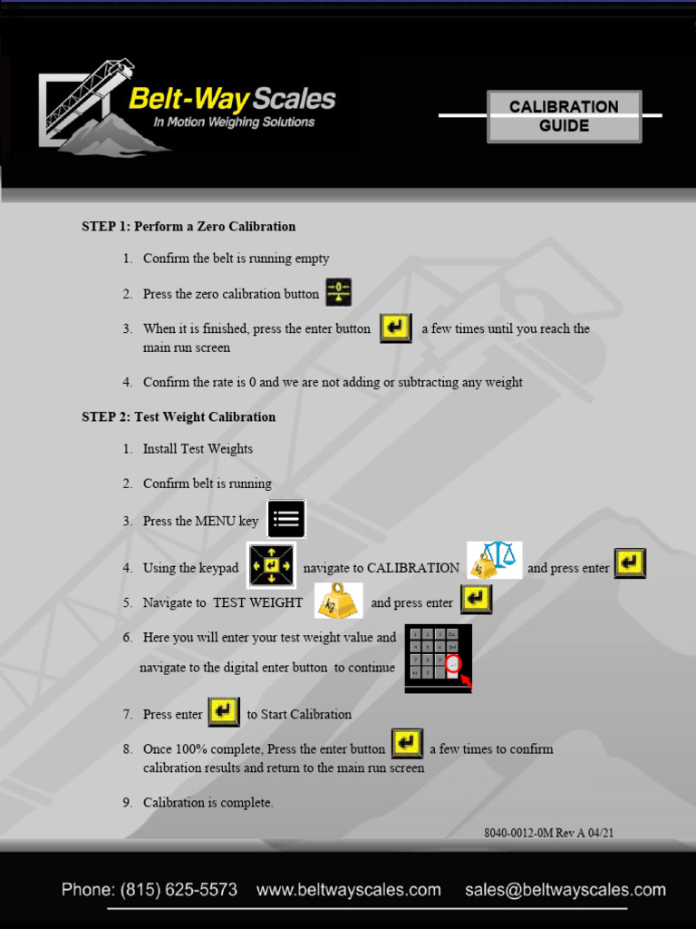 8040 0012 0M - Calibration Guide For Zero and Test Weight | PDF