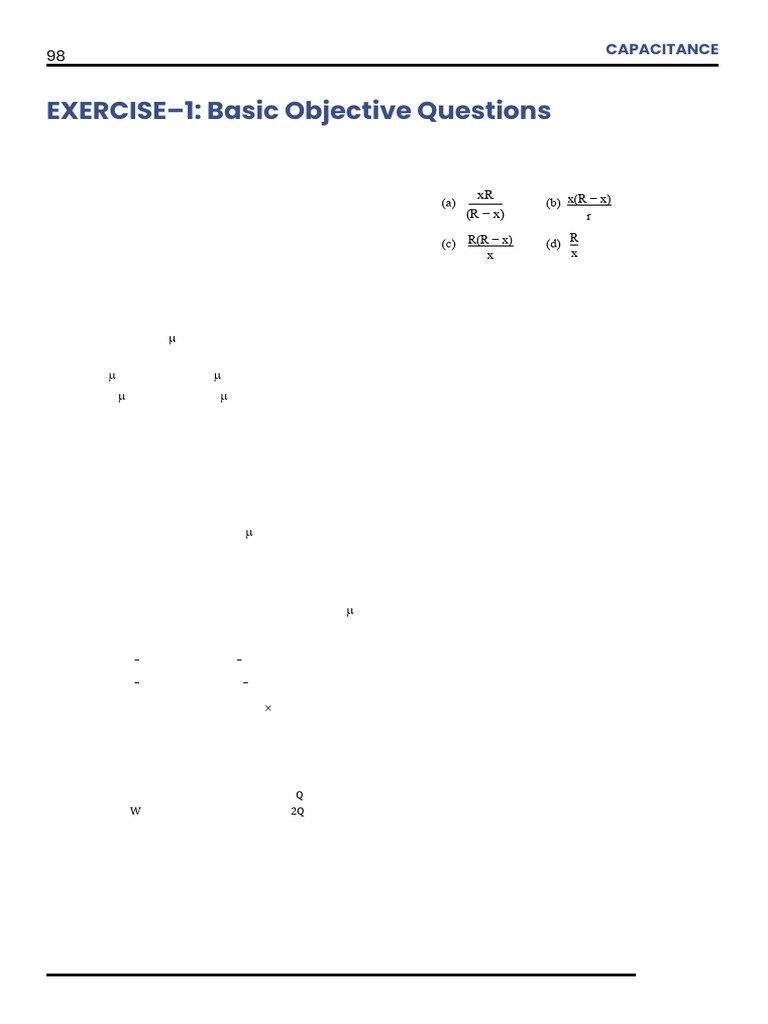Basic Capacitance MCQs | PDF | Capacitor | Capacitance