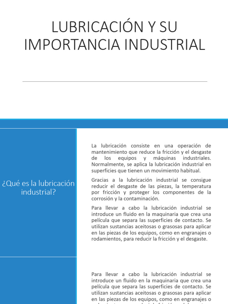 Lubricación y Su Importancia Industrial | PDF | Aceite de motor ...