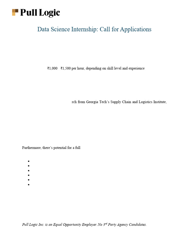 Data Science Intern JD - Pull Logic | PDF