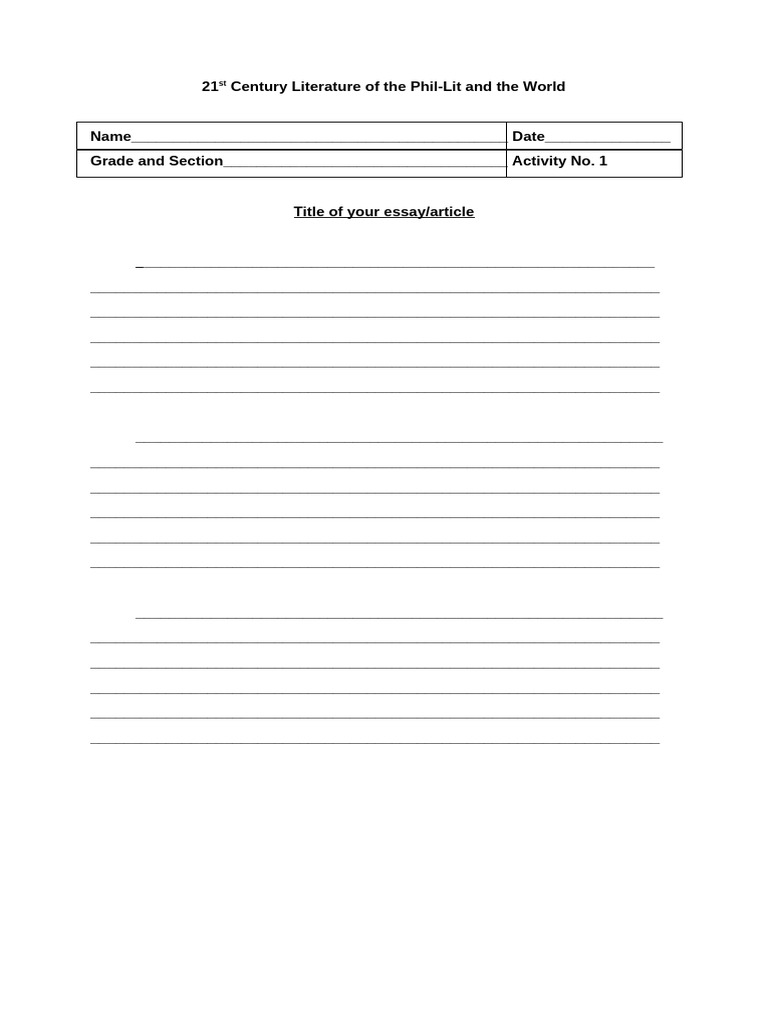 SHS Writing Activity Format | PDF
