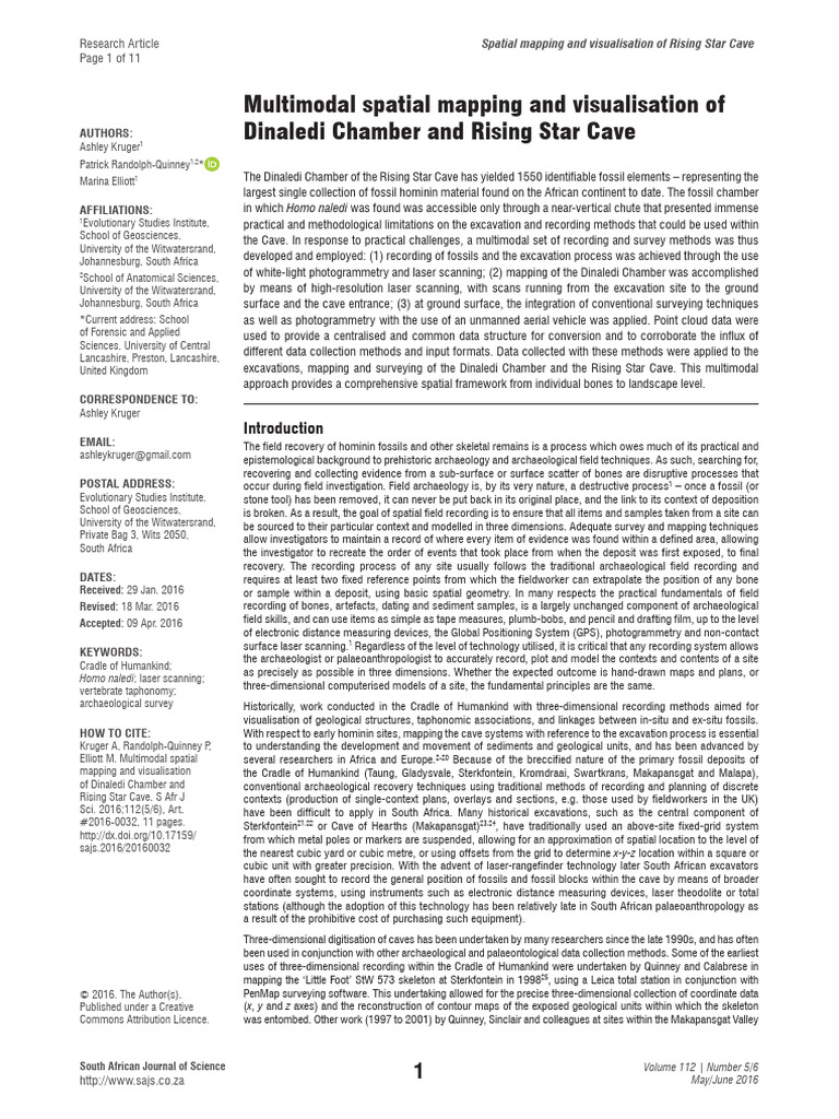 Multimodal Spatial Mapping and Visualisation of Dinaledi Chamber and ...