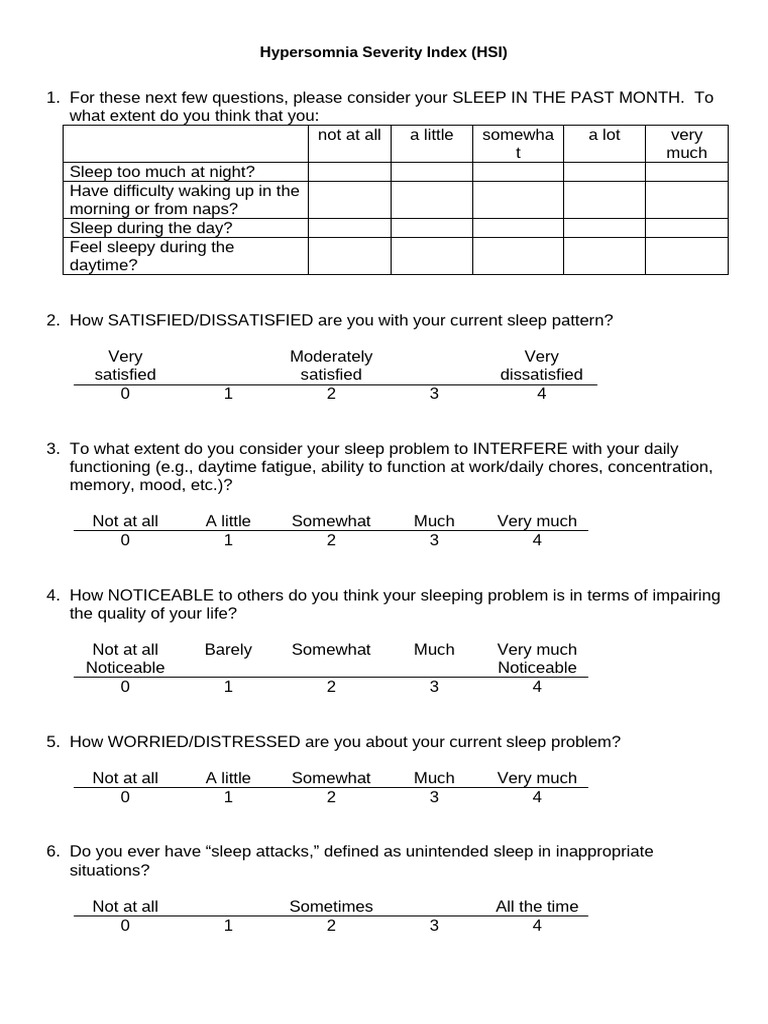 Hypersomnia-Severity-Index | PDF