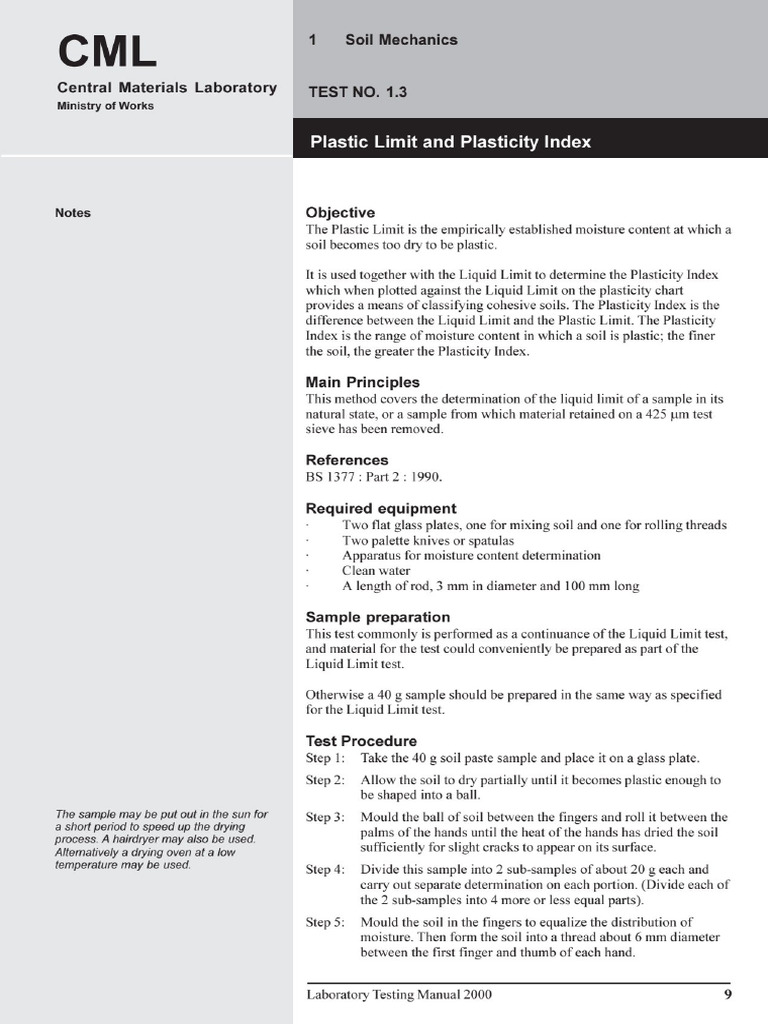 Plastic Limit ,,linear Shrinkage | PDF