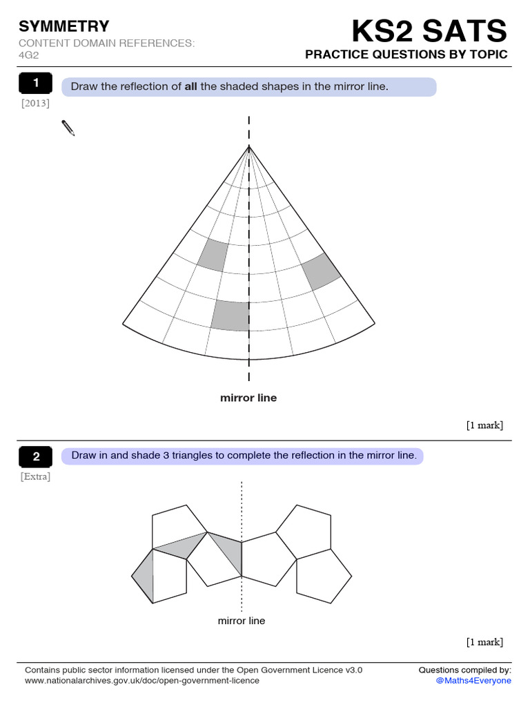 Symmetry ks2 Sats Questions 30081 | PDF | Shape | Symmetry