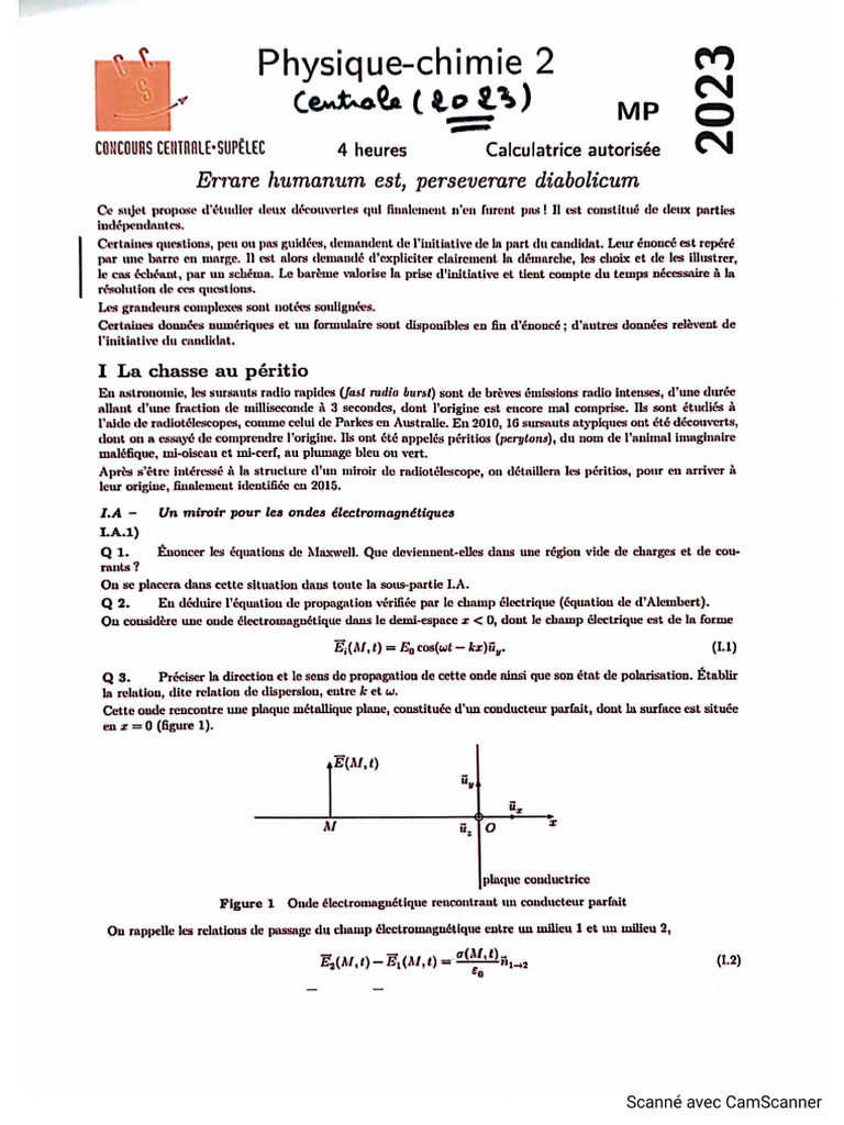 Corrig Centrale 2023 Phy Chim 2 | PDF