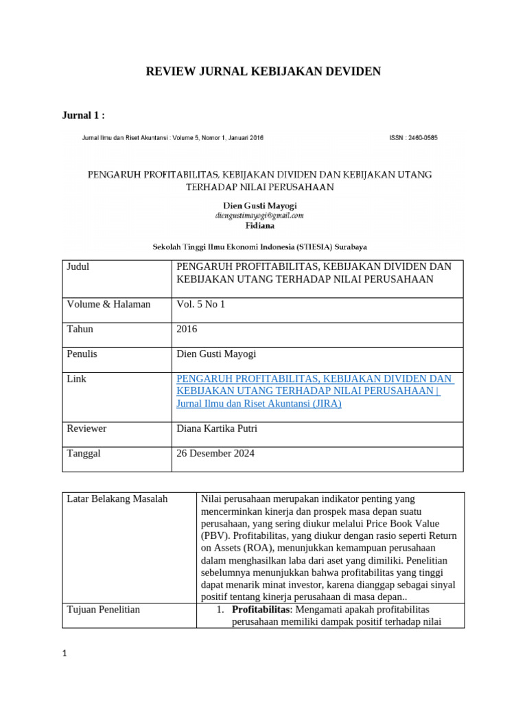 Review Jurnal - Diana Kartika Putri | PDF