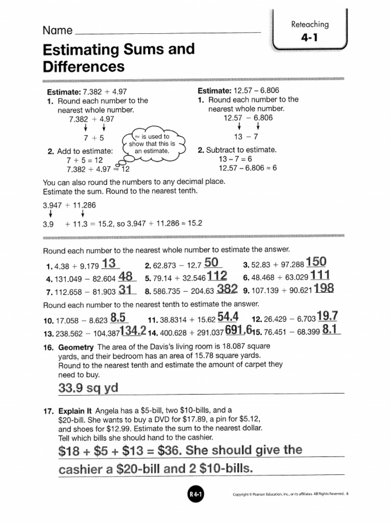 Topic 4 Parent Answer Keys (Large Version) | PDF