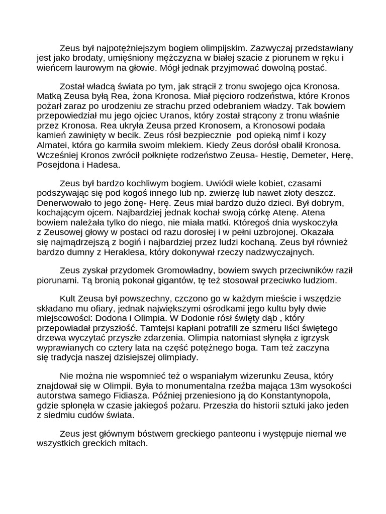 Zeus Charakterystyka | PDF