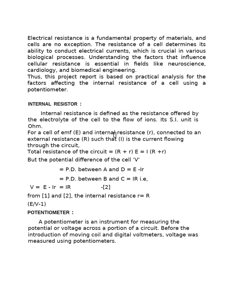 Cellular Resistance Analysis | PDF | Electrical Engineering ...