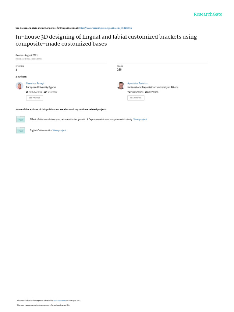 In-House 3D Designing of Lingual and Labial Customized Brackets Using ...