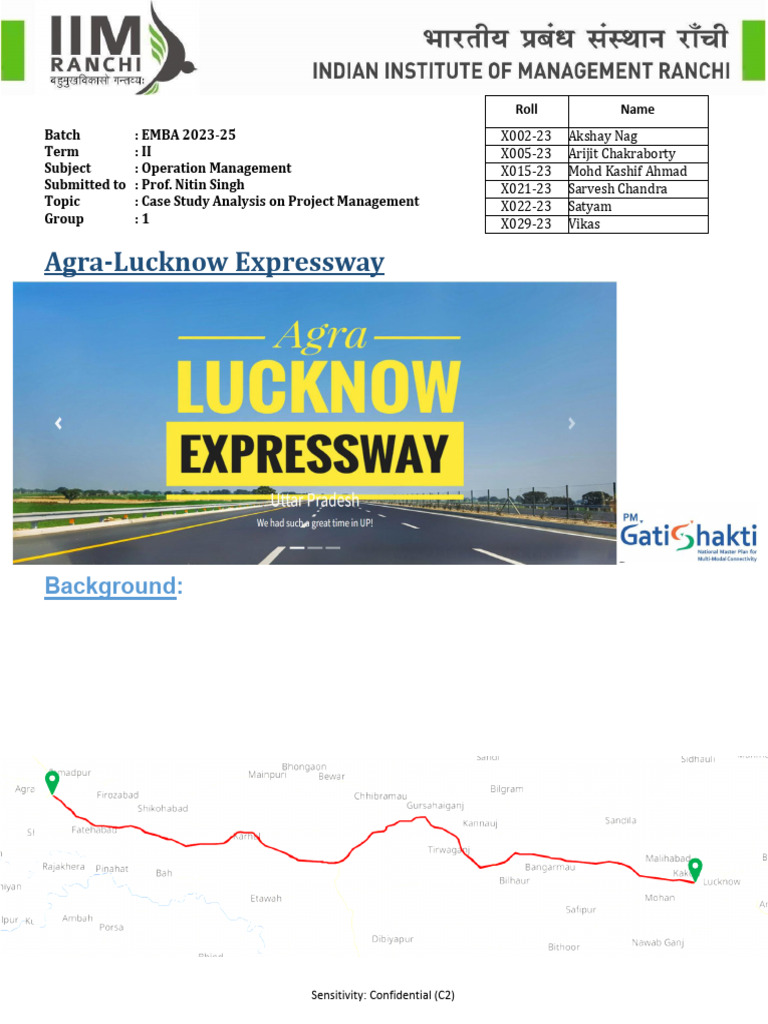 Group 1 - OM Assignment - Project MGMT - Agra-Lucknow Expressway | PDF ...