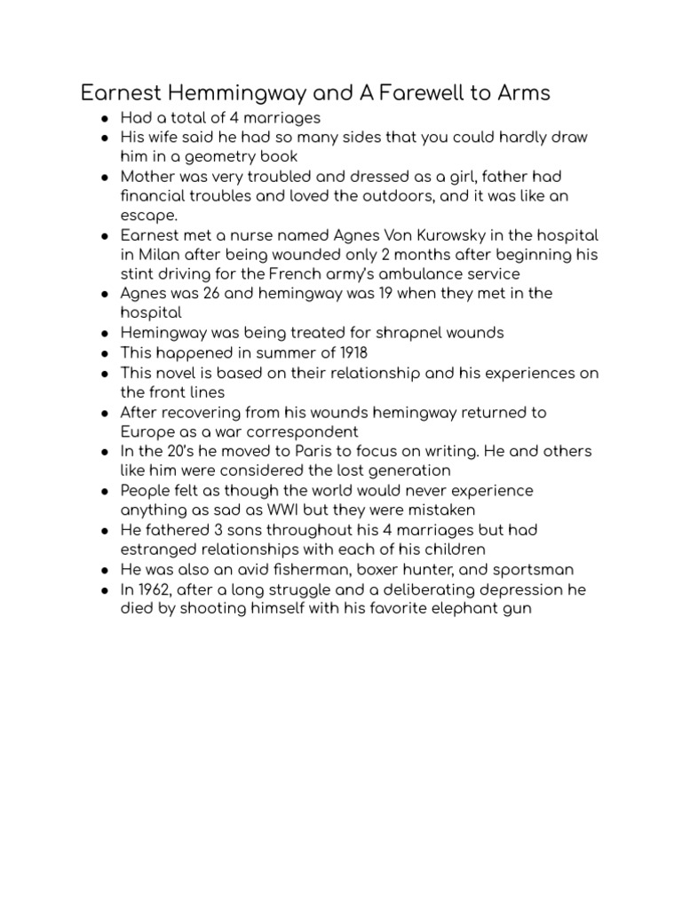 Hemingway's Life and Loves | PDF