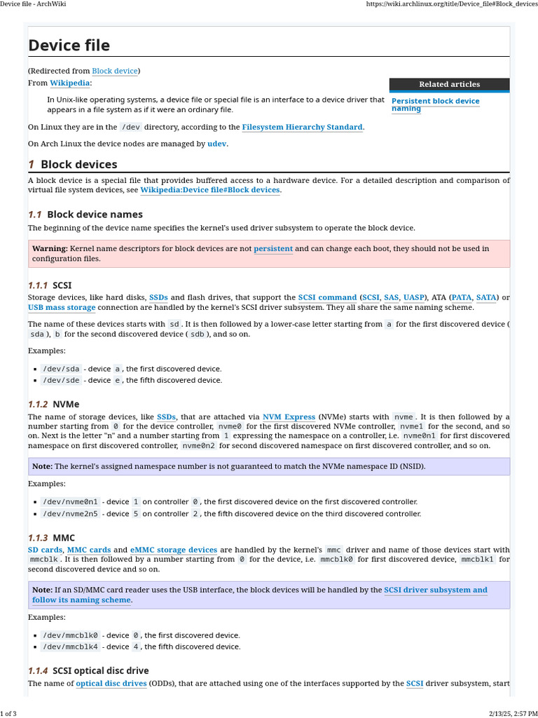 Device file - ArchWiki | PDF | Device Driver | Computer Architecture