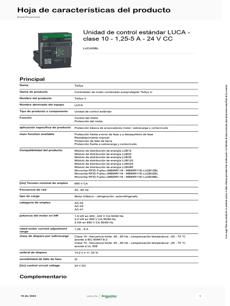 Schneider Electric - TeSys-Ultra-Tesys-U - LUCA05BL | PDF | Resistor ...