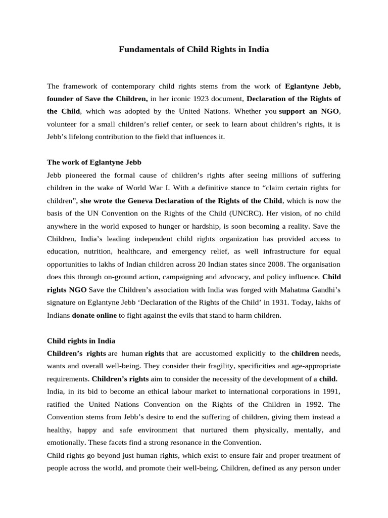 Fundamentals of Child Rights in India | PDF | Violence | Children's Rights