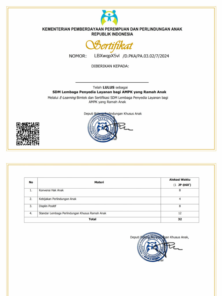 Sertifikat Pelatihan Dede | PDF