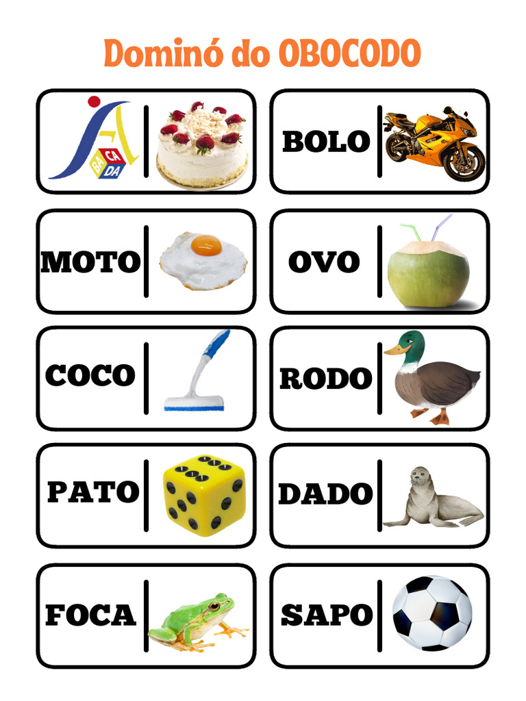 Jogo de Dominó OBOCODO: Palavras e Imagens | PDF