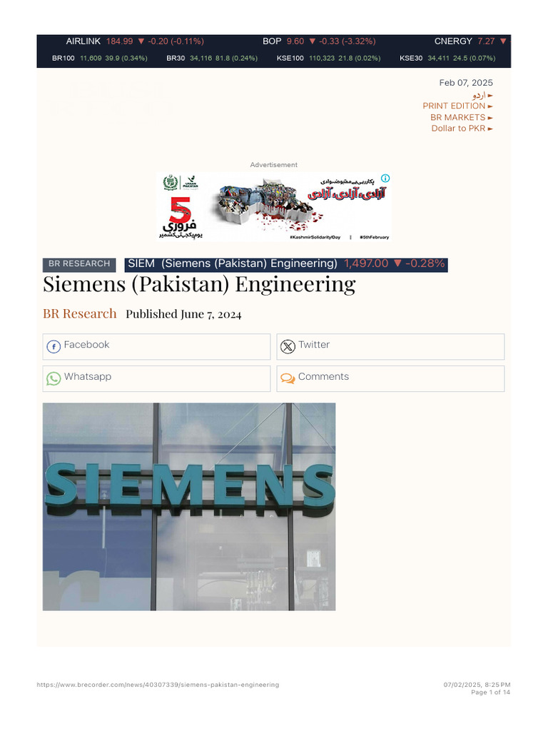 Siemens (Pakistan) Engineering - Article | PDF | Expense | Net Income