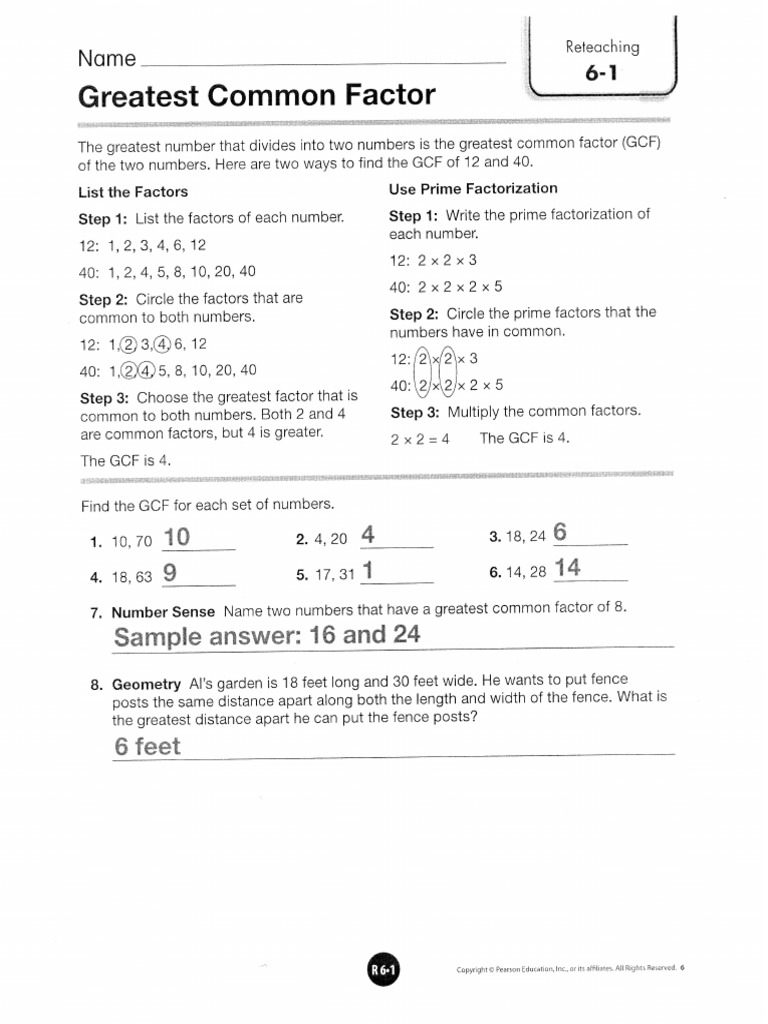 Topic 6 Parent Answer Keys (Large Version) | PDF