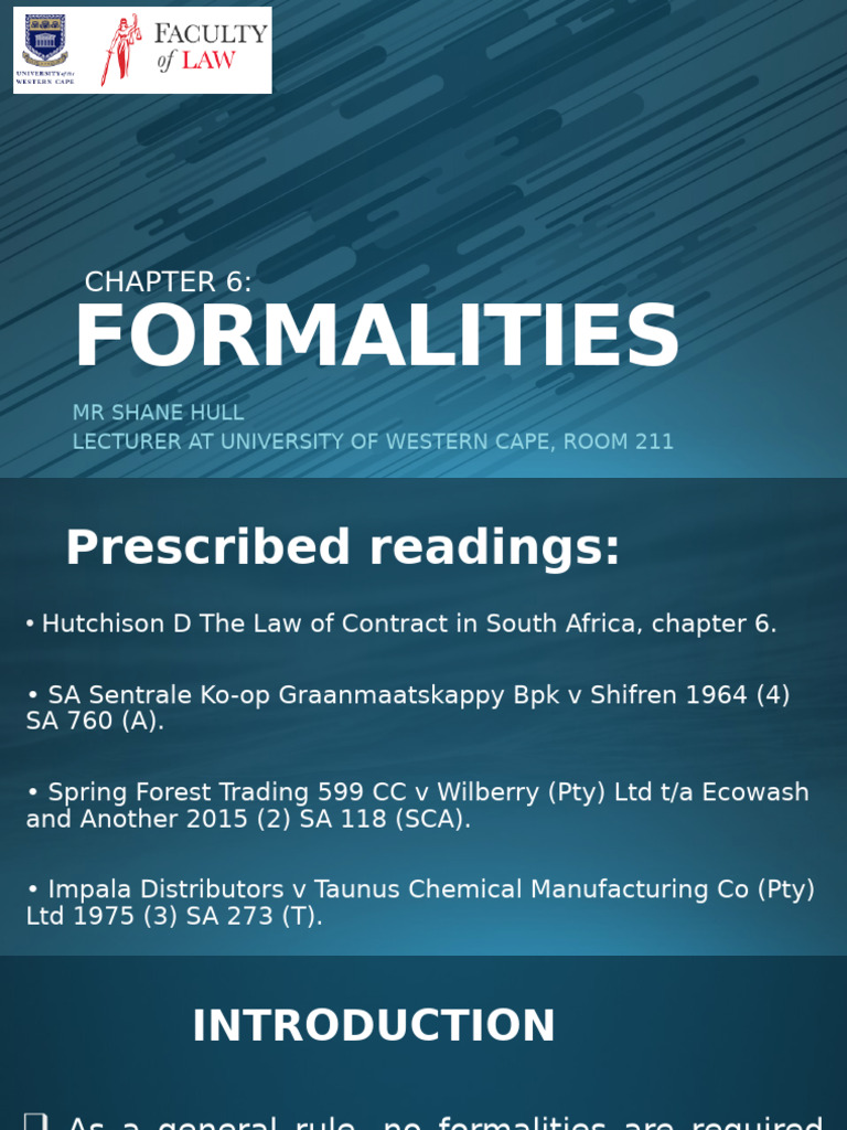 Chapter 6 - Formalities | PDF | Surety | Private Law