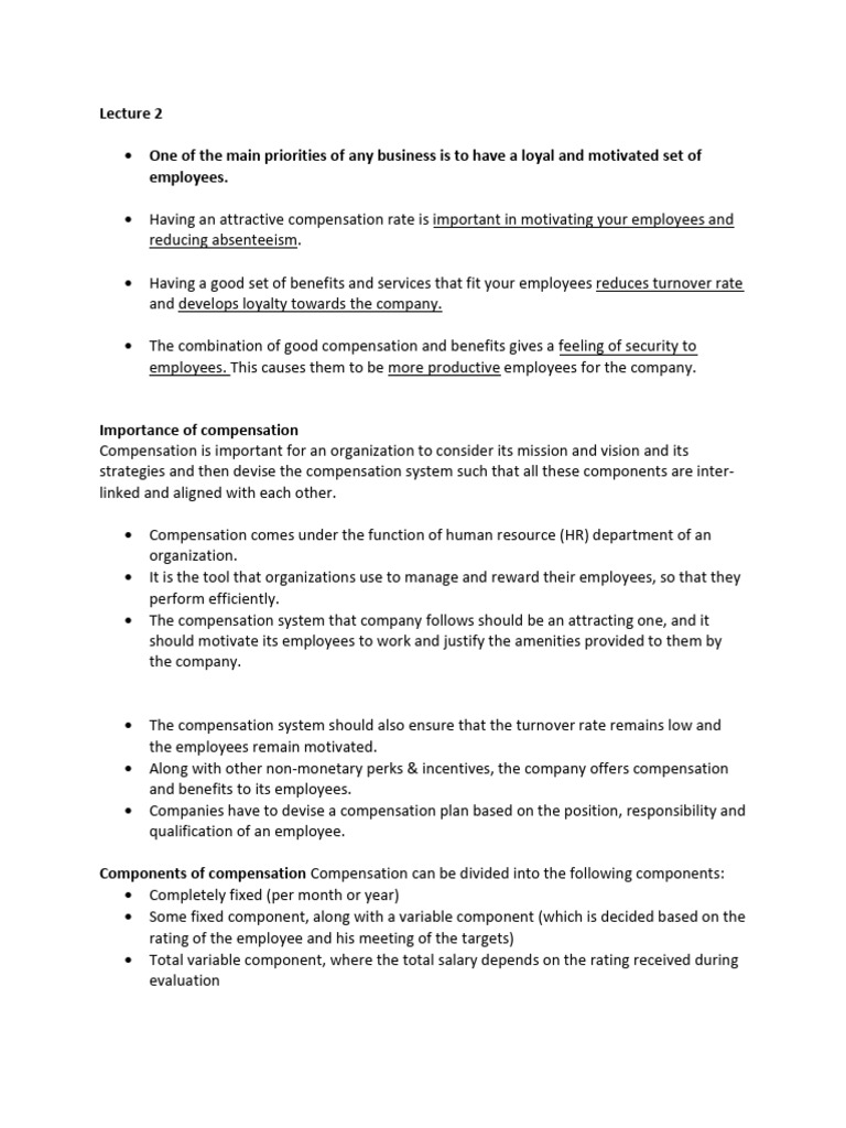 Lecture 2 | PDF | Compensation And Benefits | Employment Lecture 2 | PDF | Compensation And Benefits | Employment