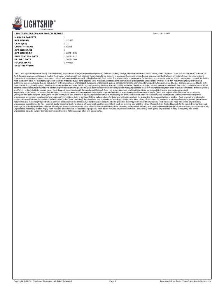 Russia Trademark Watch Report 2023 | PDF | Foods | Fruit