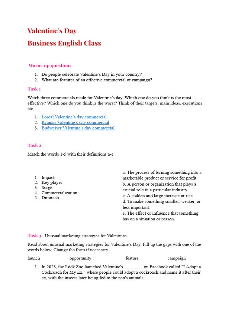 Valentine's Day Business English | PDF | Gross Domestic Product ...