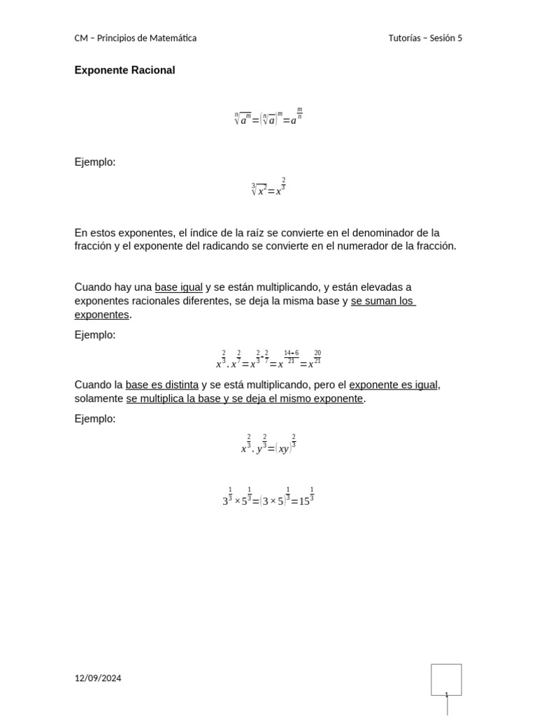 Exponente racional | PDF | Exponenciación | Sustracción