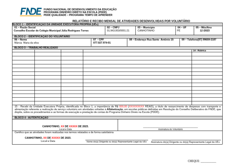 Recibo Tempo de Aprender - Júlia | PDF