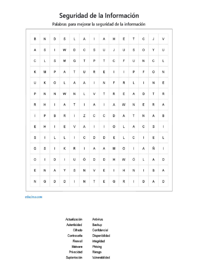 Sopa de Letras Seguridad de La Información | PDF