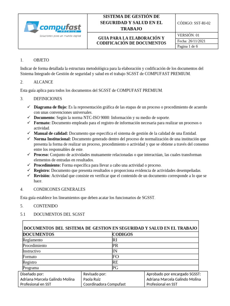 Guia para La Codificación de Documentos Del Sistema de Gestión SST ...