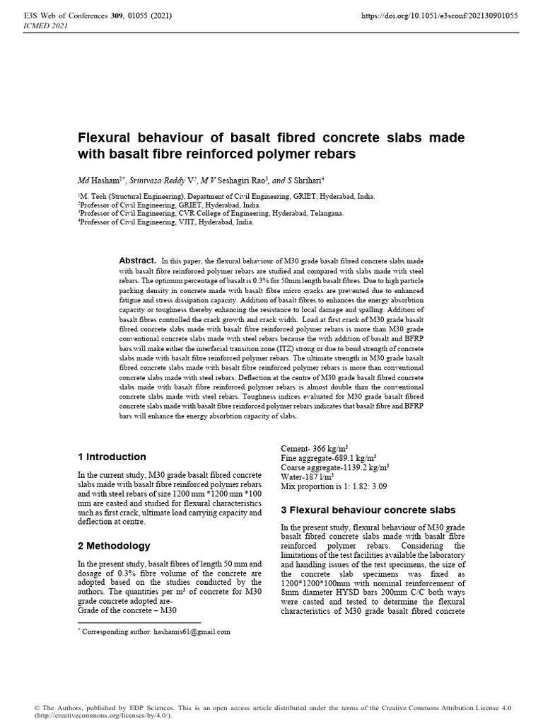 Basalt Fibred Concrete Slabs Study | PDF | Fracture | Concrete