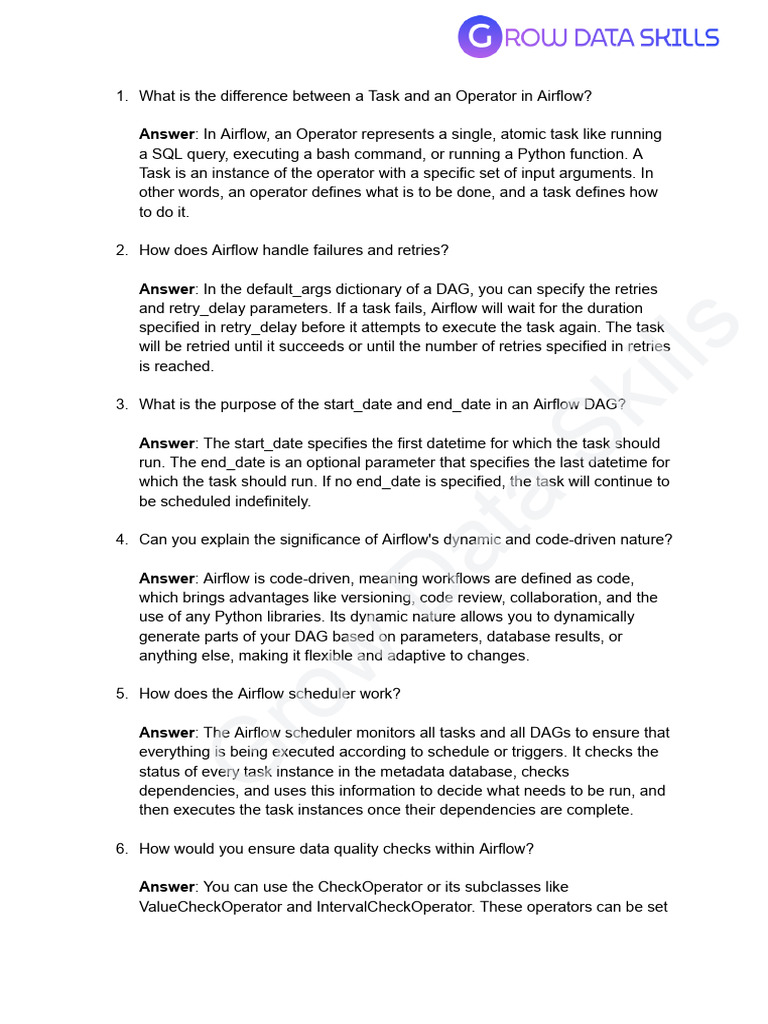 Airflow Interview Questions Pdf Parameter Computer Programming Databases