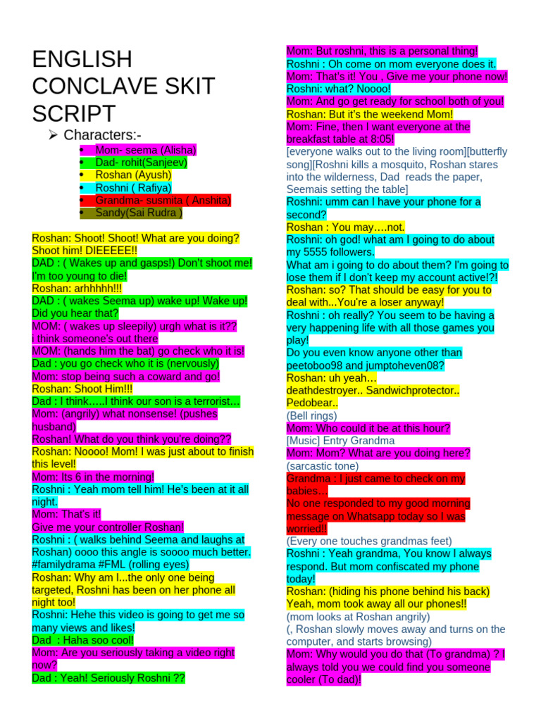 Family Tech Drama Skit Script | PDF